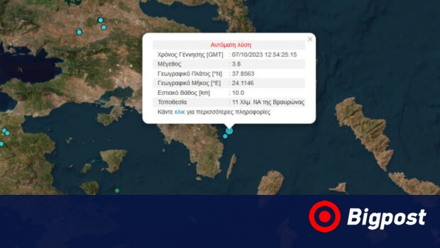 Σεισμός 3,7 Ρίχτερ στη Λαυρεωτική - Έγινε αισθητός στην Αττική - Bigpost.gr